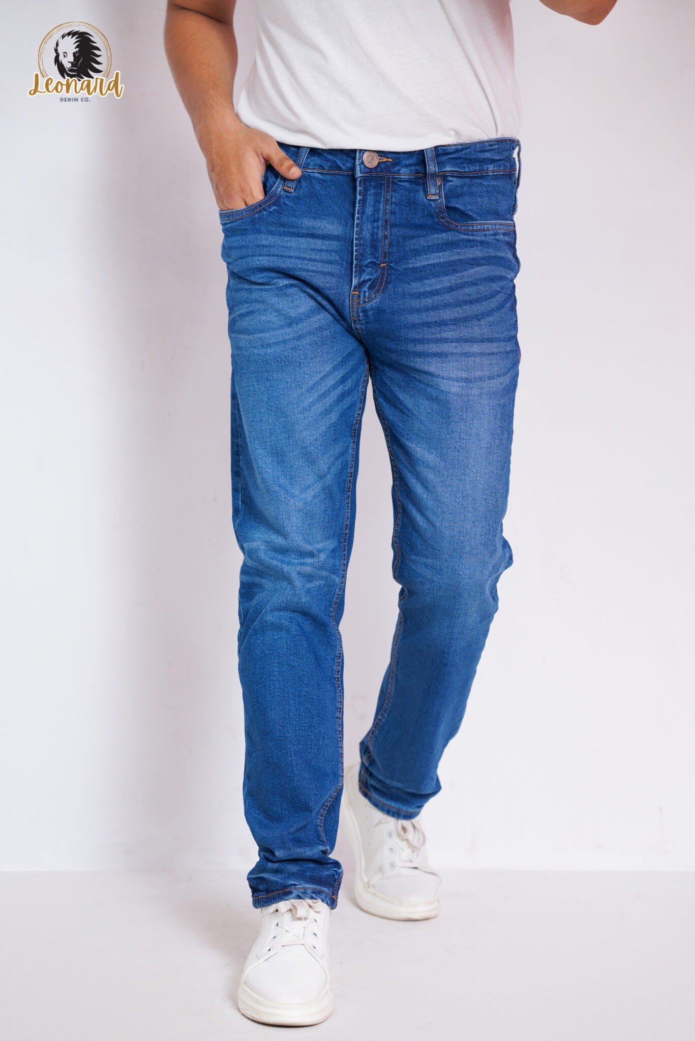 Leonard Premium Jeans- Mid Blue - Leonard Lifestyle