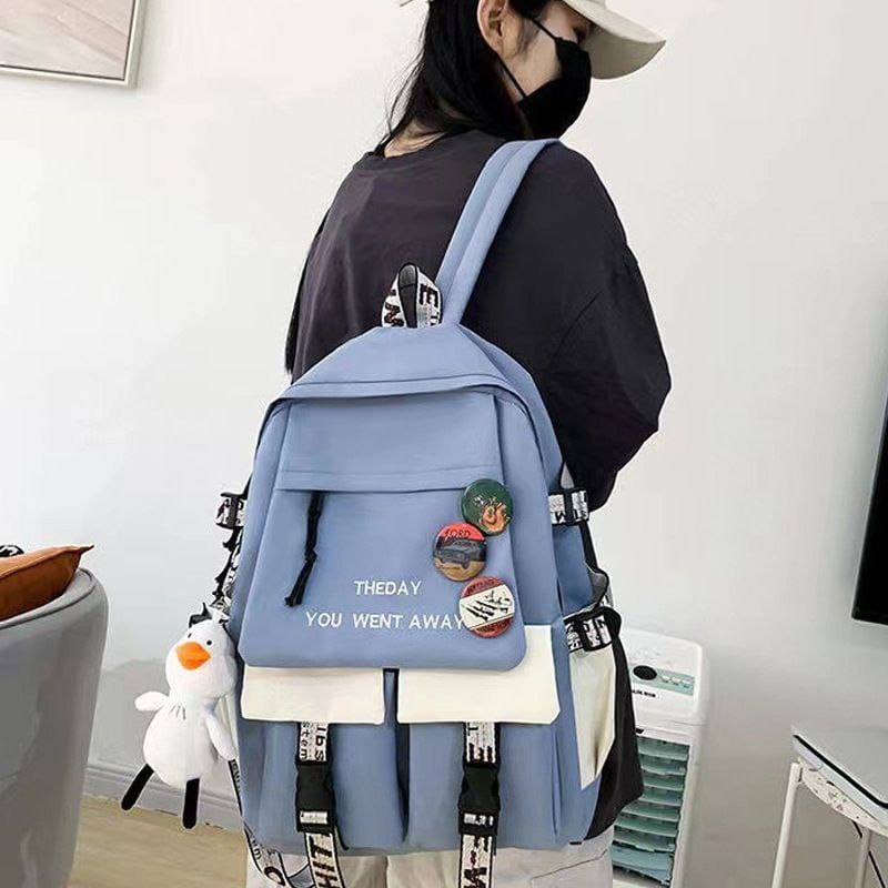 Imported Korean-Style Backpack-Sky Blue N326 - Leonard Lifestyle